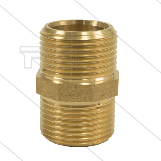 Dubbele nippel - messing - 2 x 1/4" bu - L=19mm | Bestel online bij Reinigingspartner